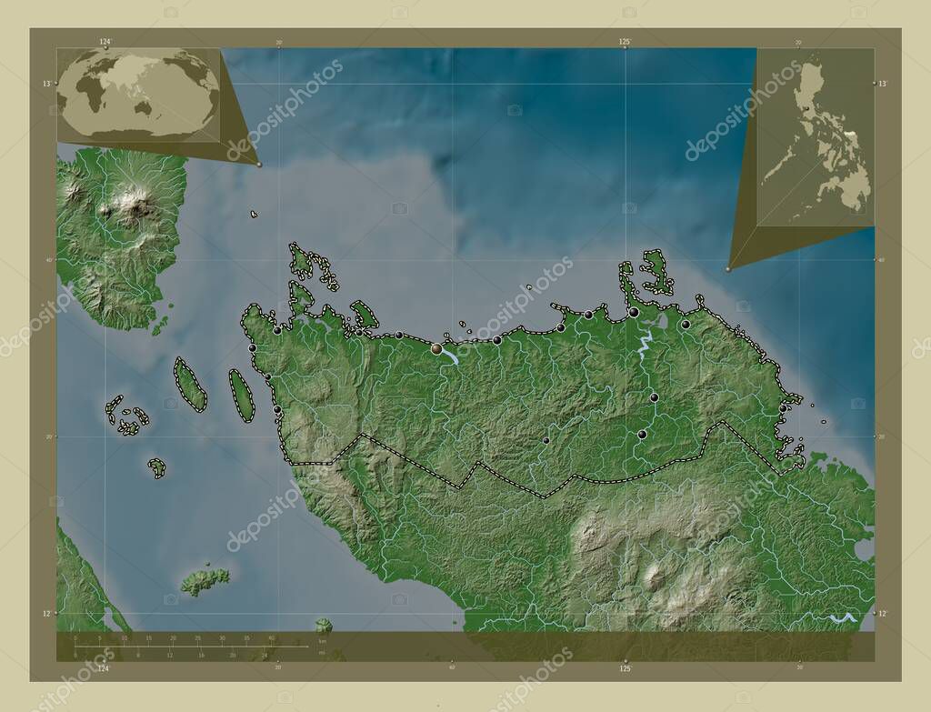 Northern Samar, province of Philippines. Elevation map colored in wiki ...