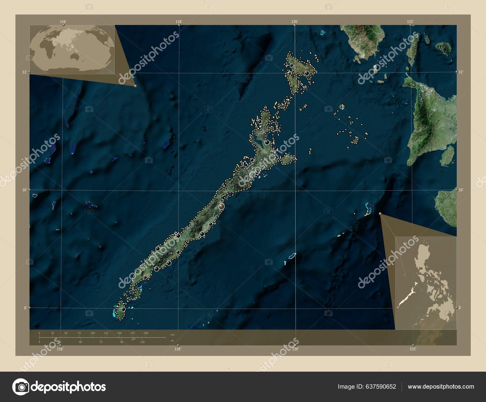 Palawan Province Philippines High Resolution Satellite Map Locations ...