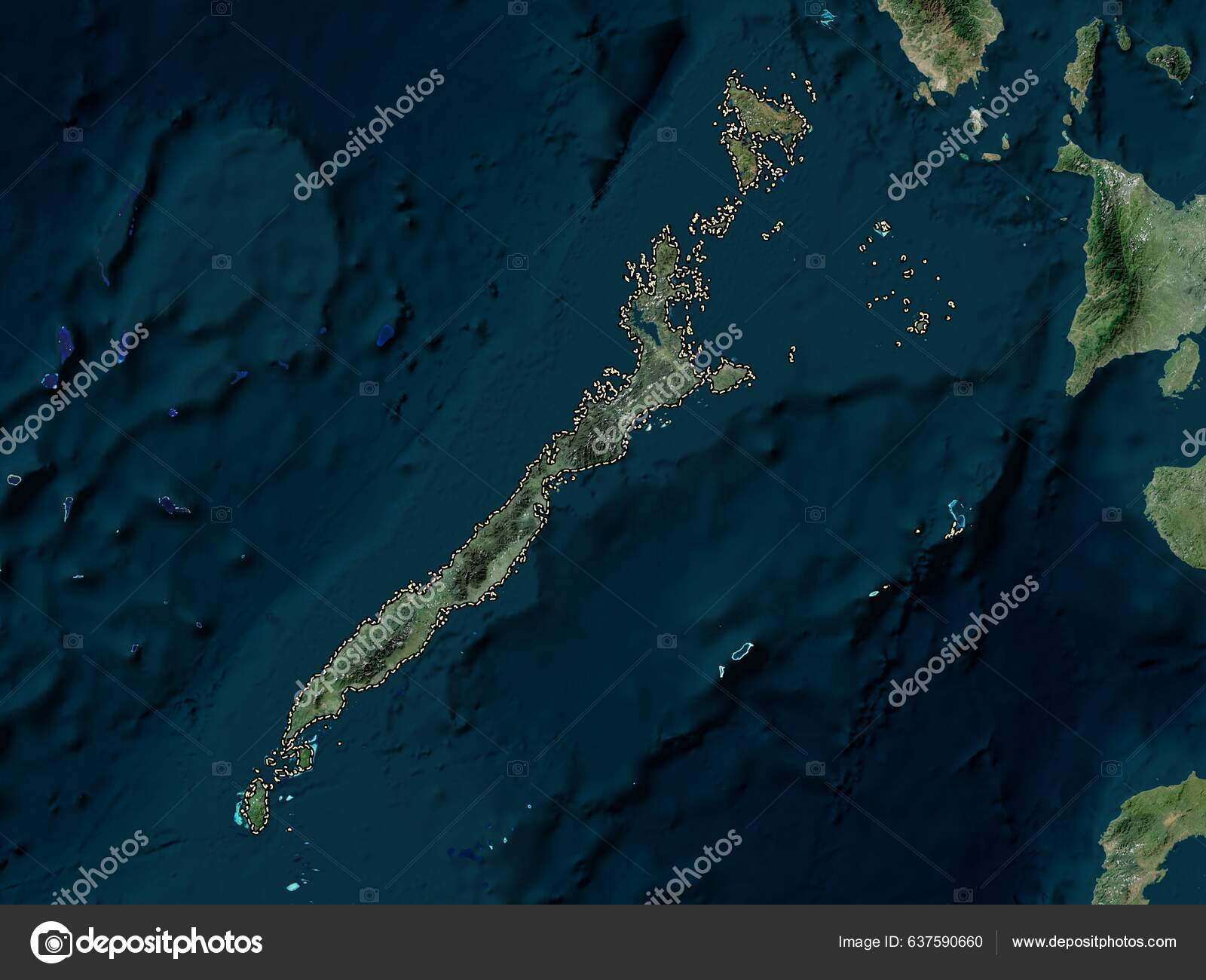 Palawan Province Philippines High Resolution Satellite Map: fotografía ...