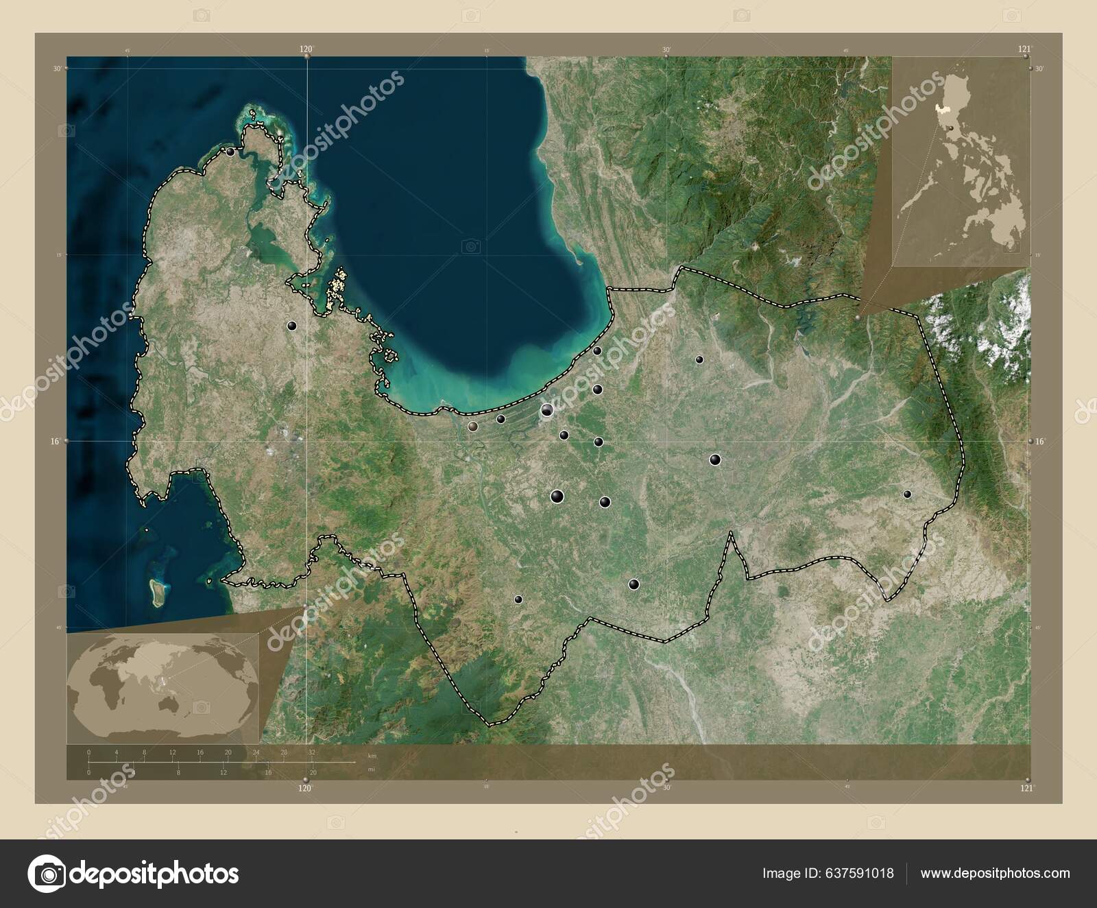 Pangasinan Province Philippines High Resolution Satellite Map Locations ...