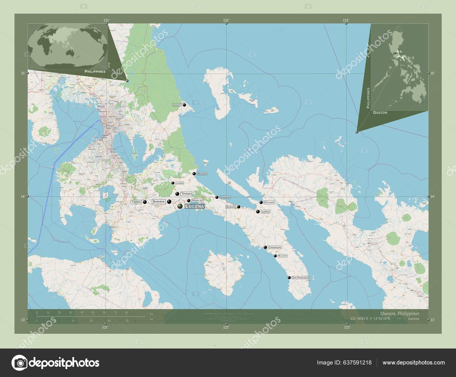 Quezon Province Philippines Open Street Map Locations Names Major ...