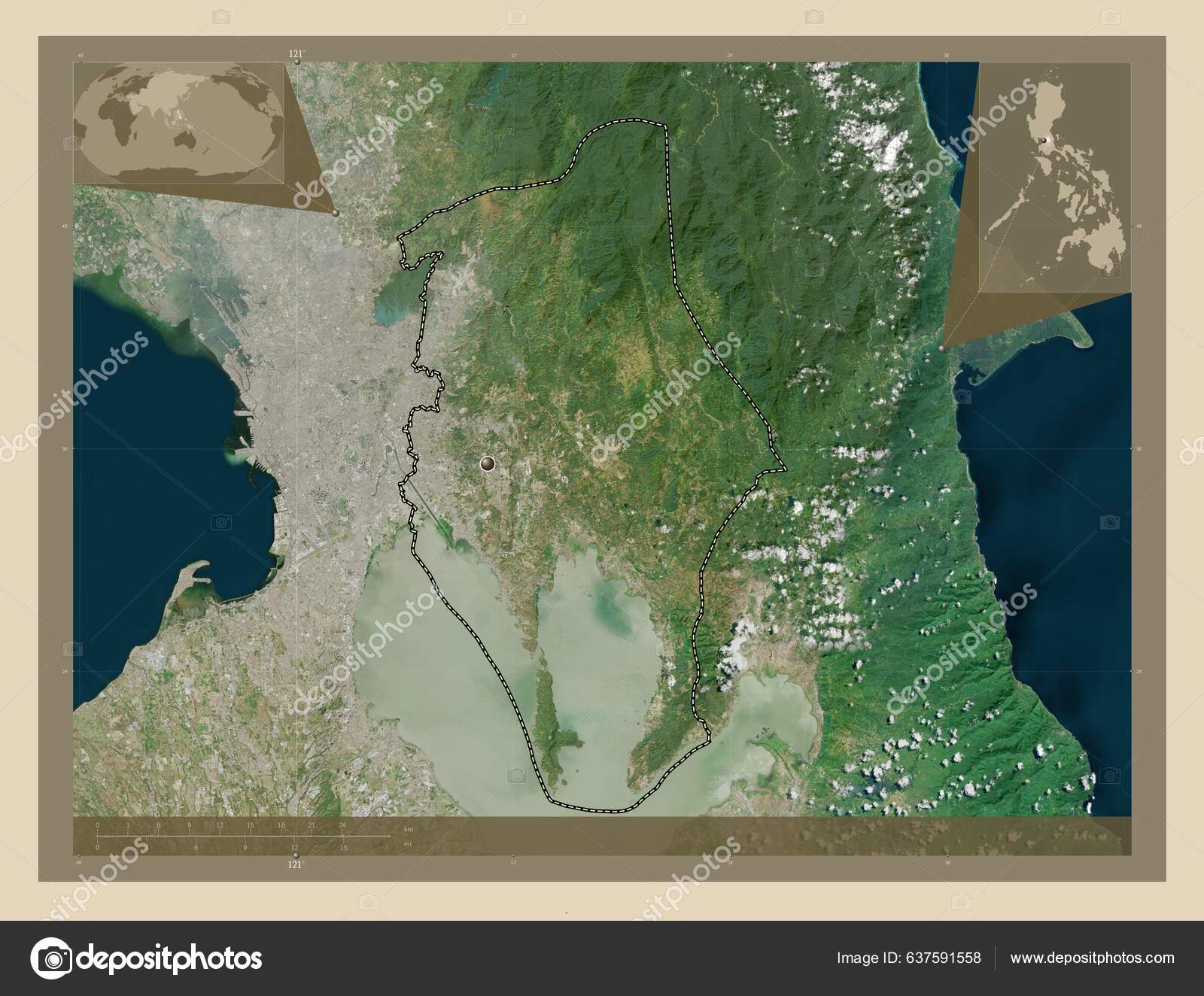Rizal Province Philippines High Resolution Satellite Map Corner ...