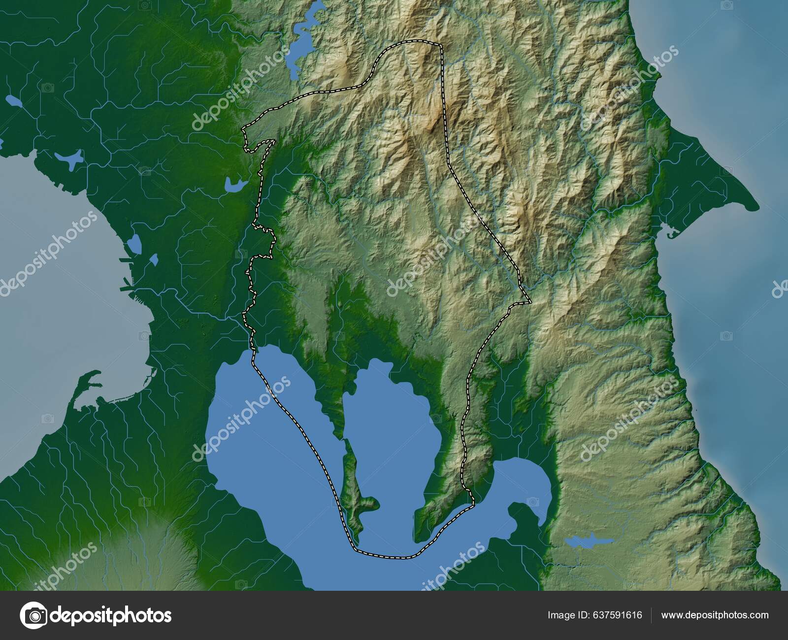Rizal Province Philippines Colored Elevation Map Lakes Rivers — Zdjęcie ...