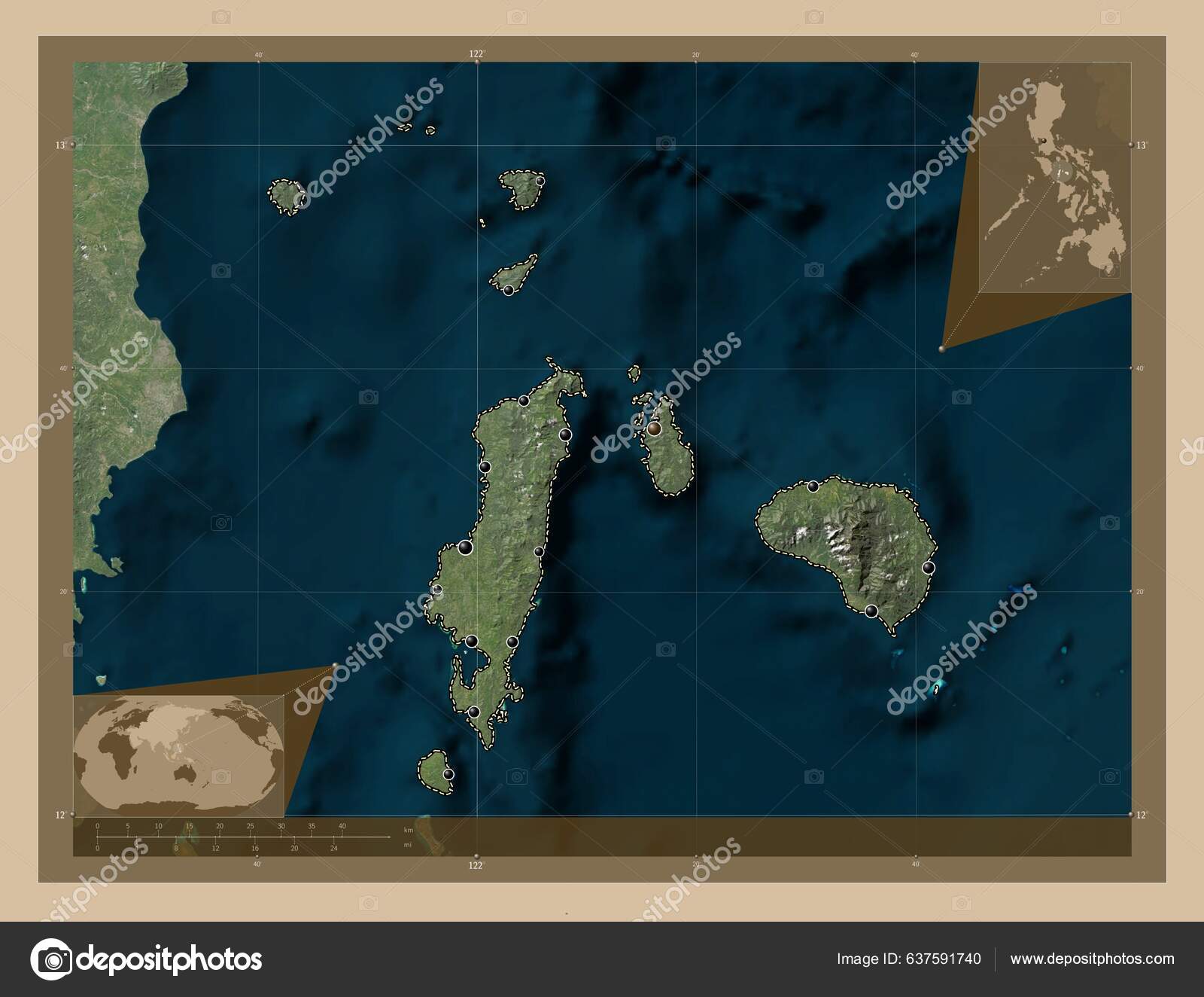 Romblon Province Philippines Low Resolution Satellite Map Locations ...