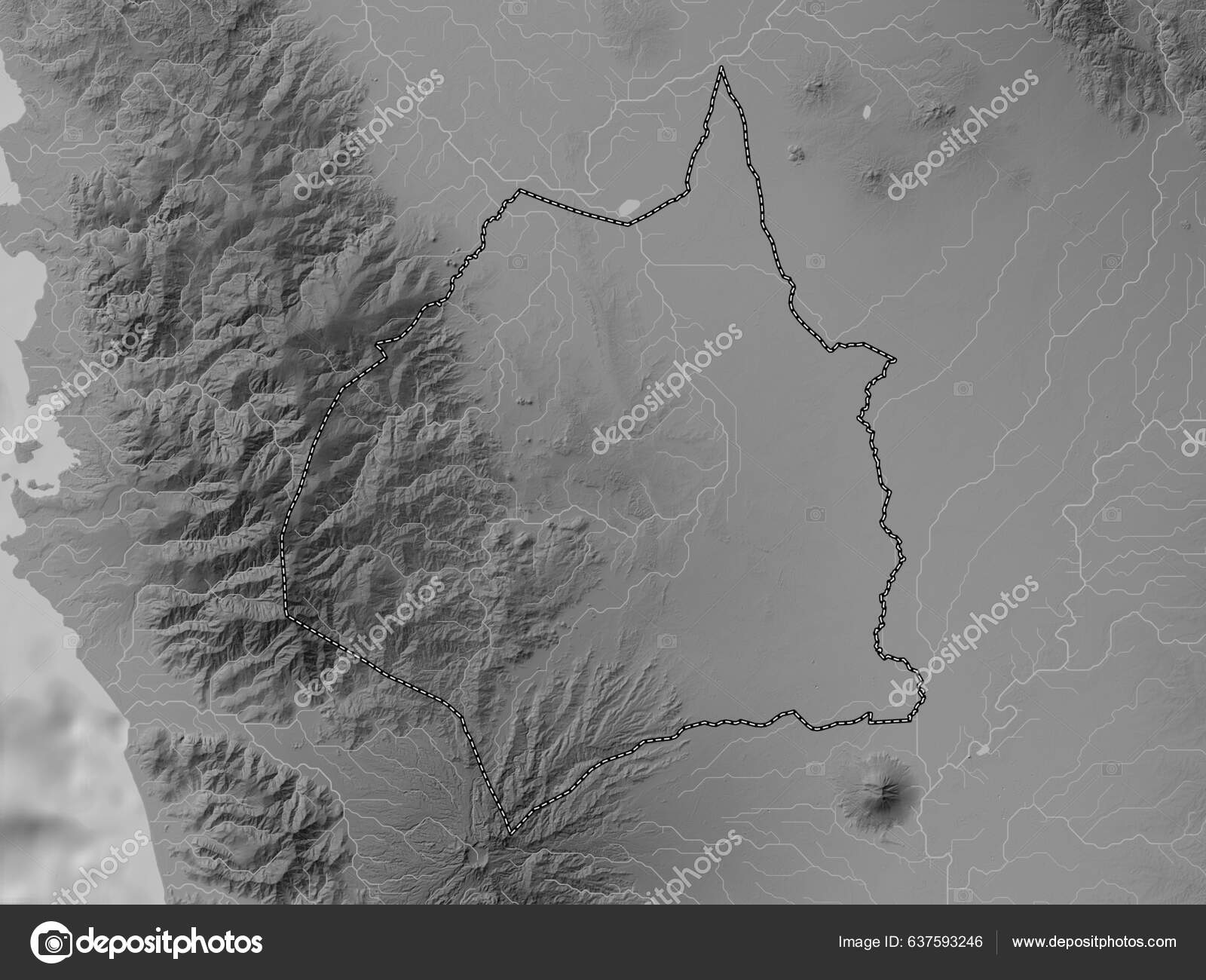 Tarlac Province Philippines Grayscale Elevation Map Lakes Rivers ...
