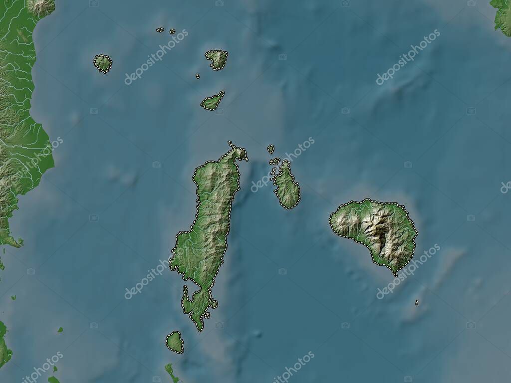 Romblon, province of Philippines. Elevation map colored in wiki style ...