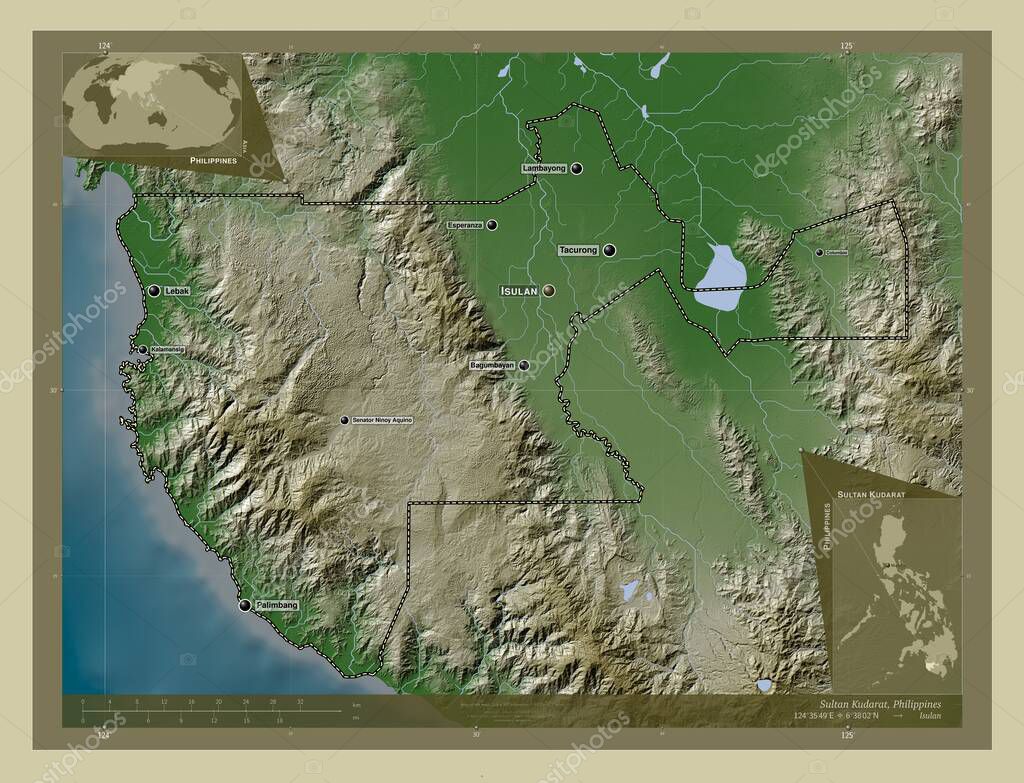 Sultan Kudarat, province of Philippines. Elevation map colored in wiki ...