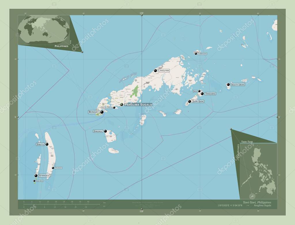 Tawi-Tawi, province of Philippines. Open Street Map. Locations and ...