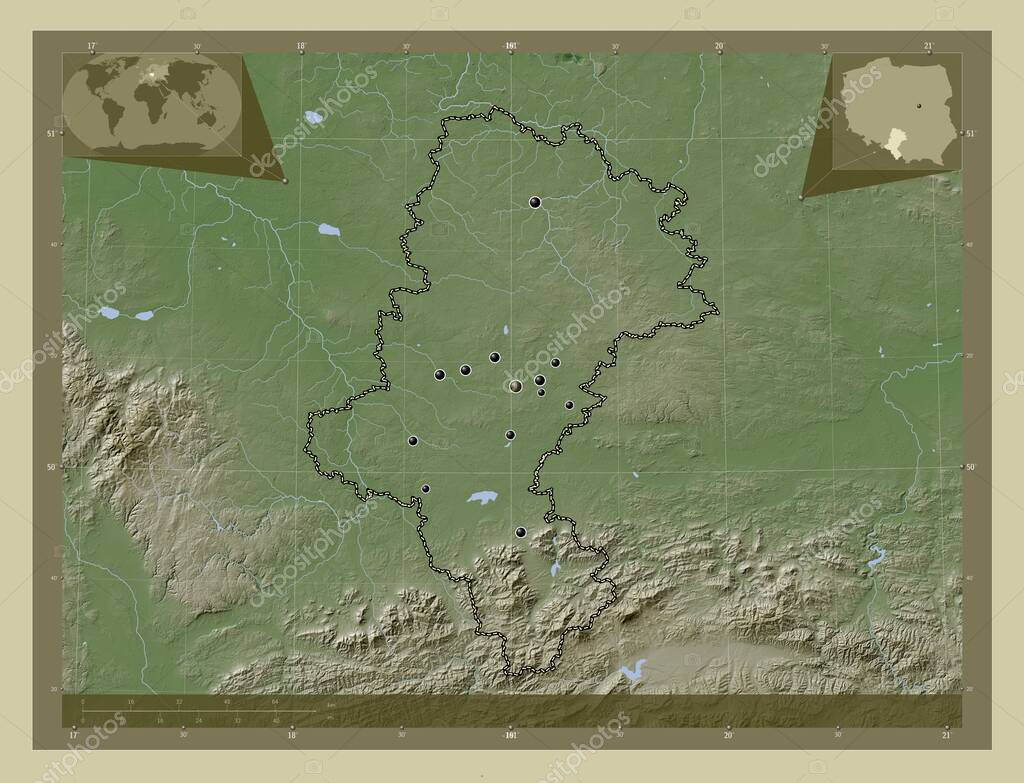 Slaskie, voivodeship|province of Poland. Elevation map colored in wiki ...