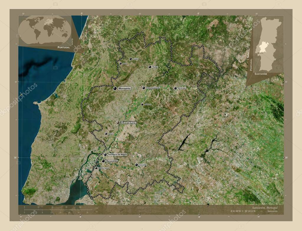 Santarem, district of Portugal. High resolution satellite map ...