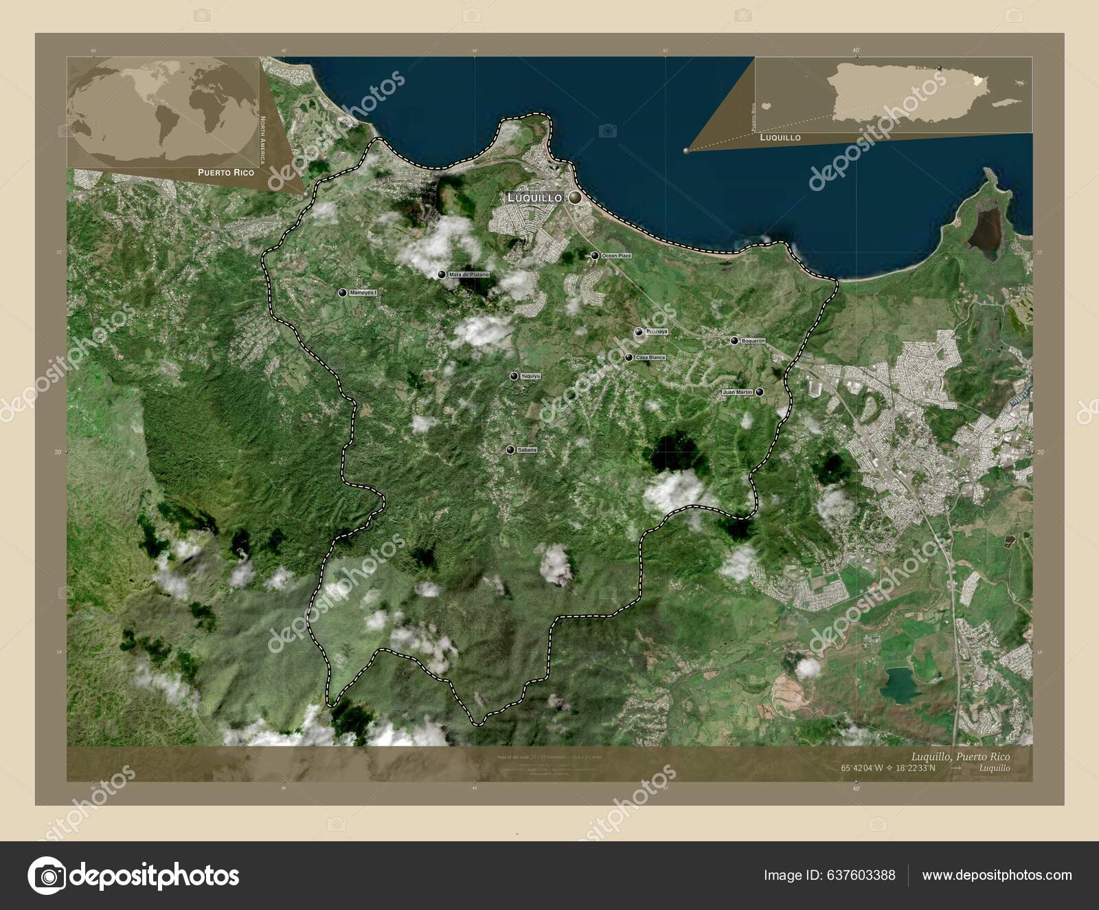 Luquillo Municipality Puerto Rico High Resolution Satellite Map ...