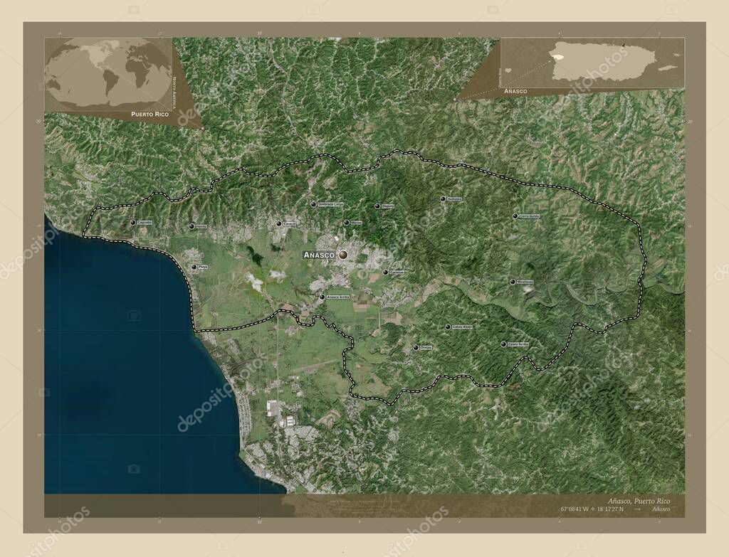 Anasco, municipality of Puerto Rico. High resolution satellite map ...