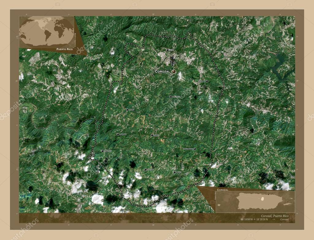 Corozal, municipality of Puerto Rico. Low resolution satellite map ...