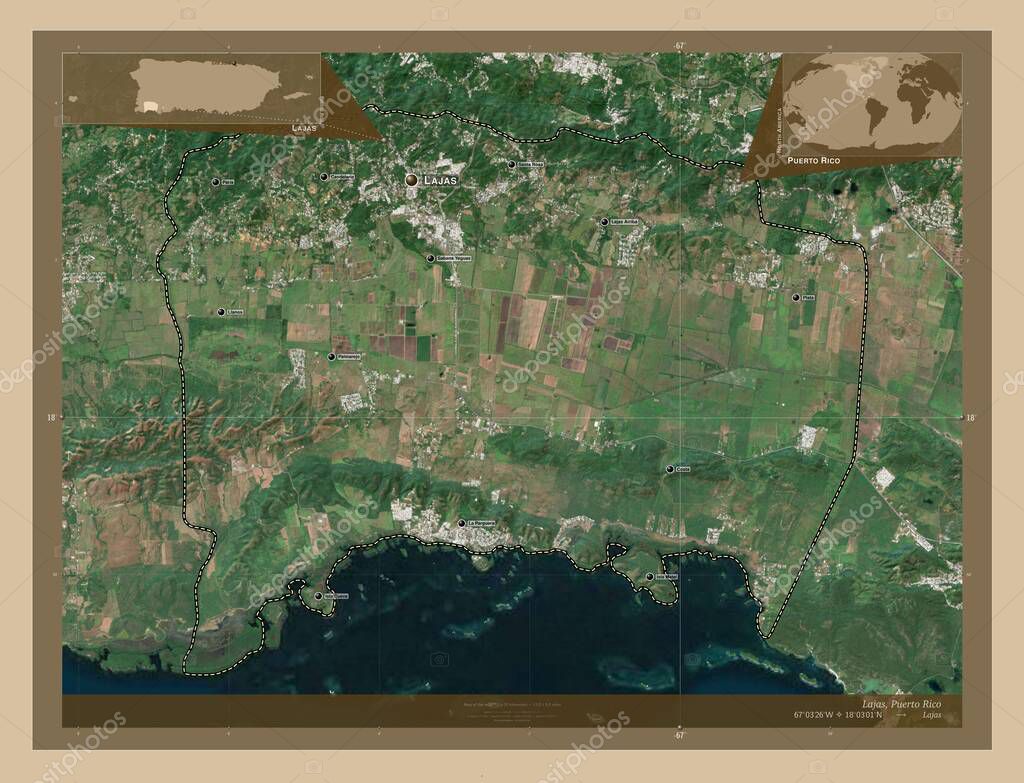 Lajas, municipality of Puerto Rico. Low resolution satellite map ...