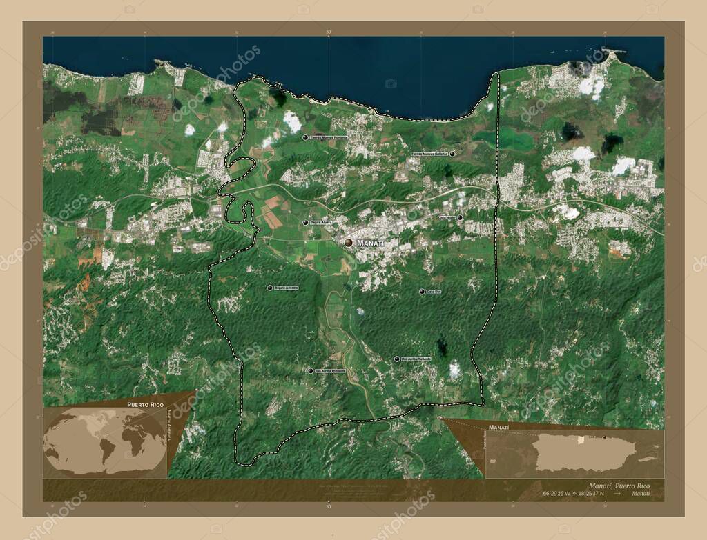 Manati, municipality of Puerto Rico. Low resolution satellite map ...