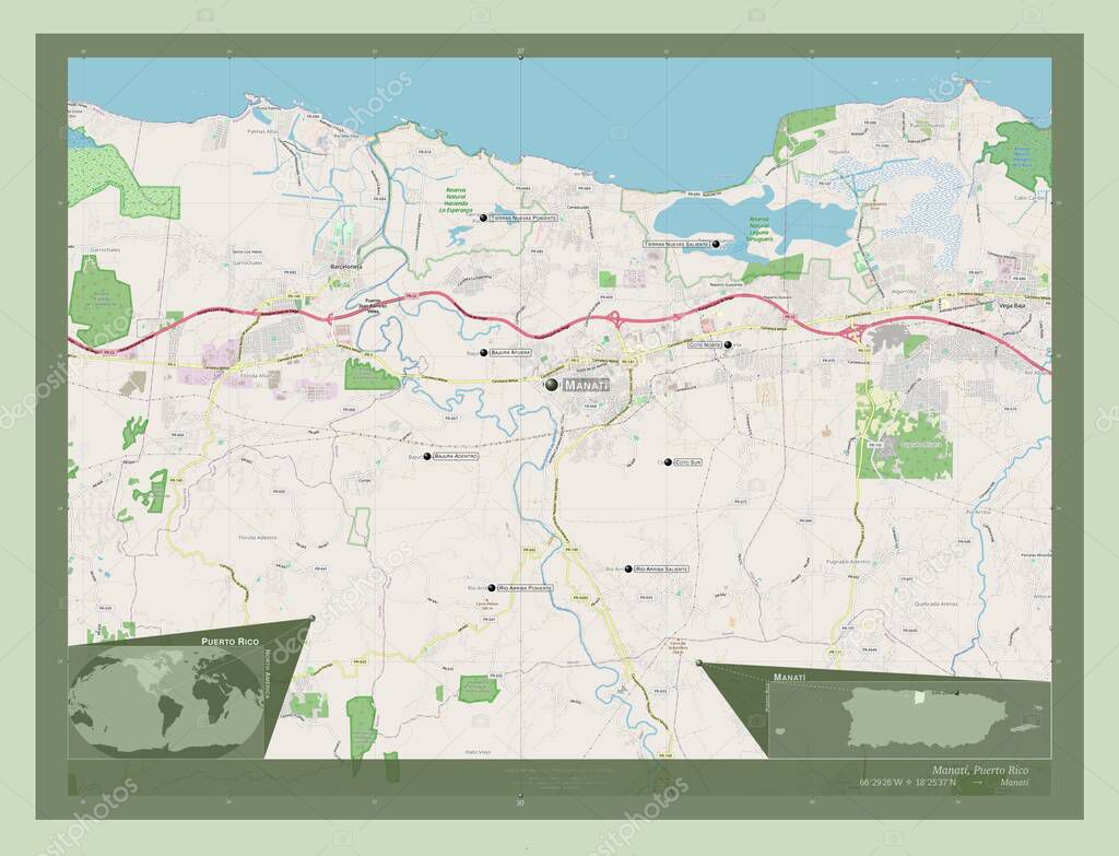 Manati, municipality of Puerto Rico. Open Street Map. Locations and ...