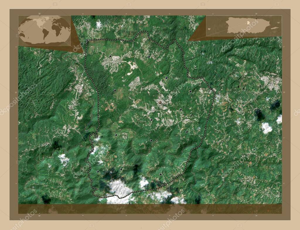 Morovis, municipality of Puerto Rico. Low resolution satellite map ...