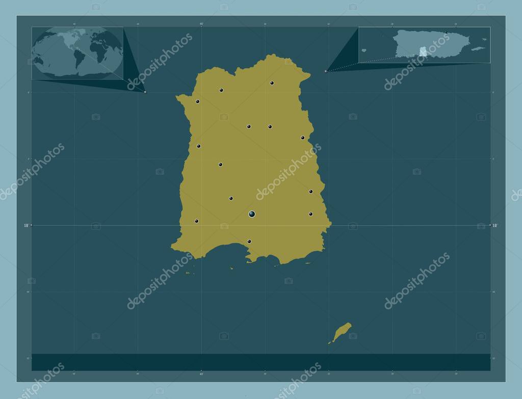 Ponce, municipality of Puerto Rico. Solid color shape. Locations of ...