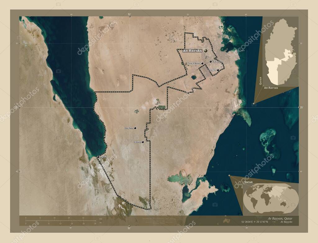 Ar Rayyan, municipality of Qatar. High resolution satellite map ...