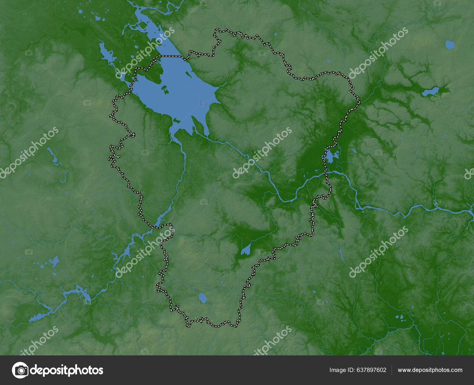Yaroslavl' Region Russia Colored Elevation Map Lakes Rivers — Stock ...