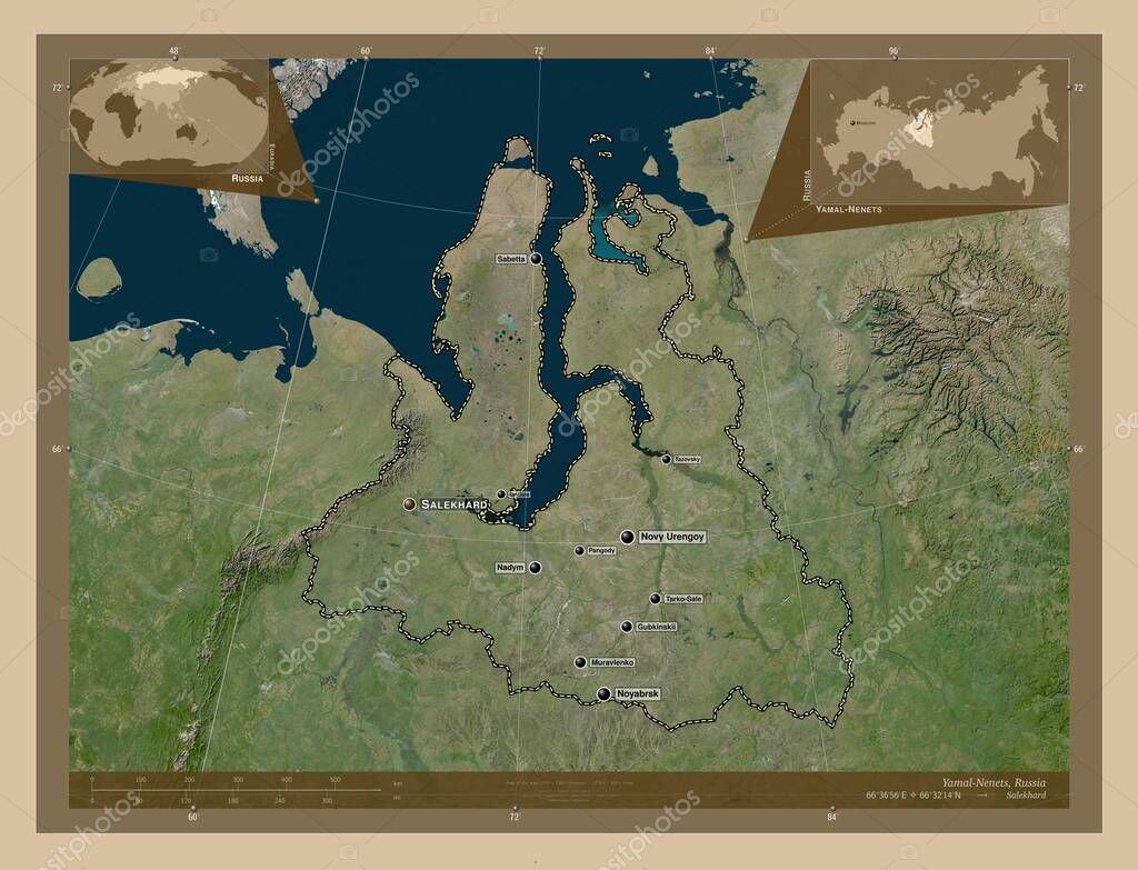 Yamal-Nenets, autonomous province of Russia. Low resolution satellite ...