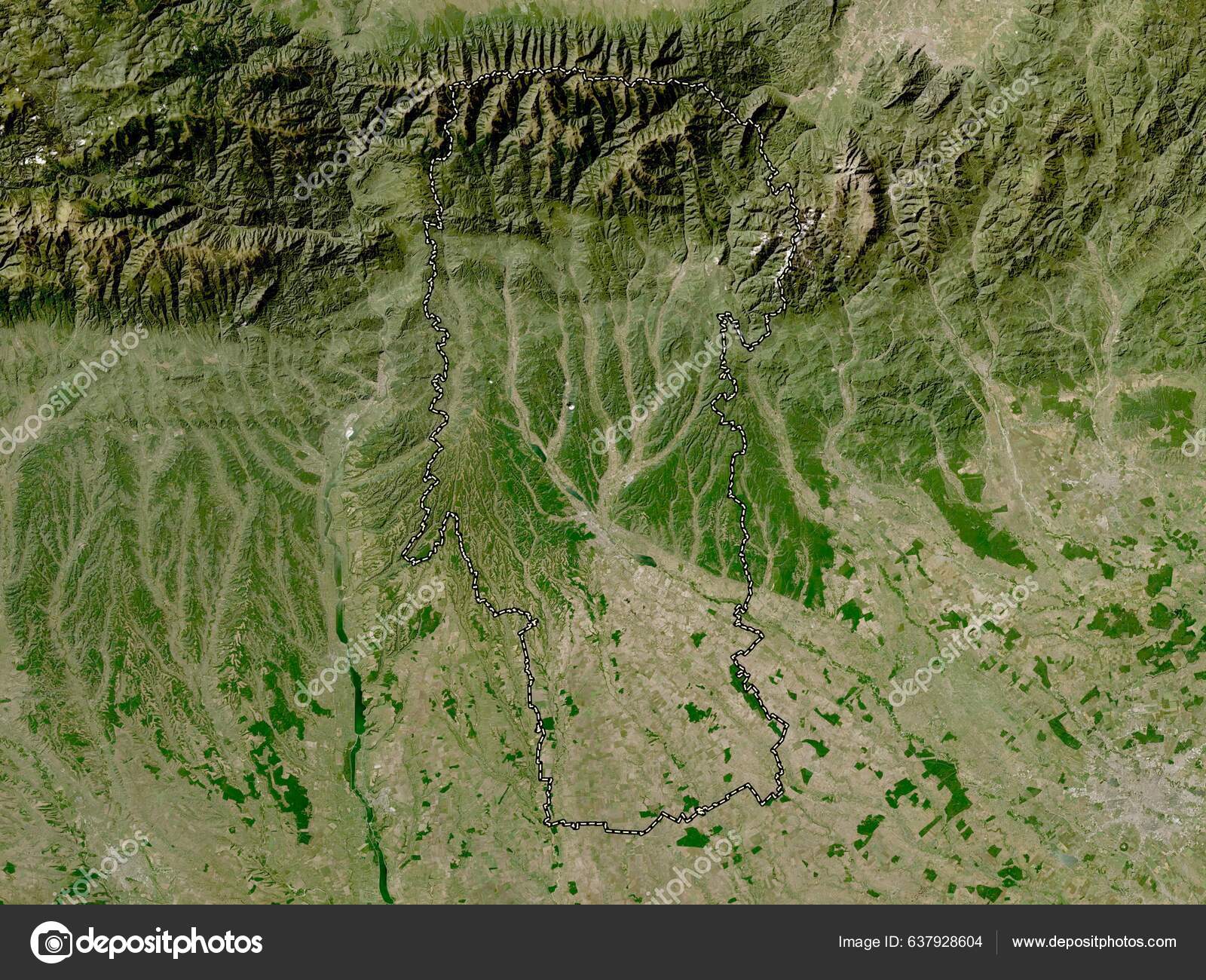 Arges County Romania Low Resolution Satellite Map — Stock Photo ...