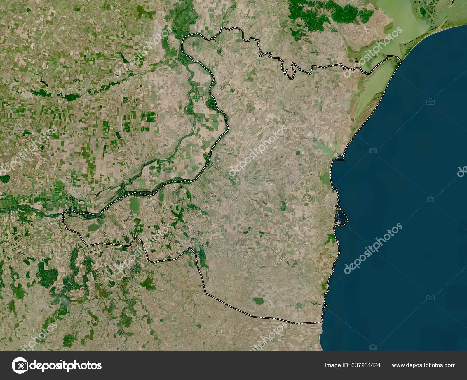 Constanta County Romania Low Resolution Satellite Map — Stock Photo ...