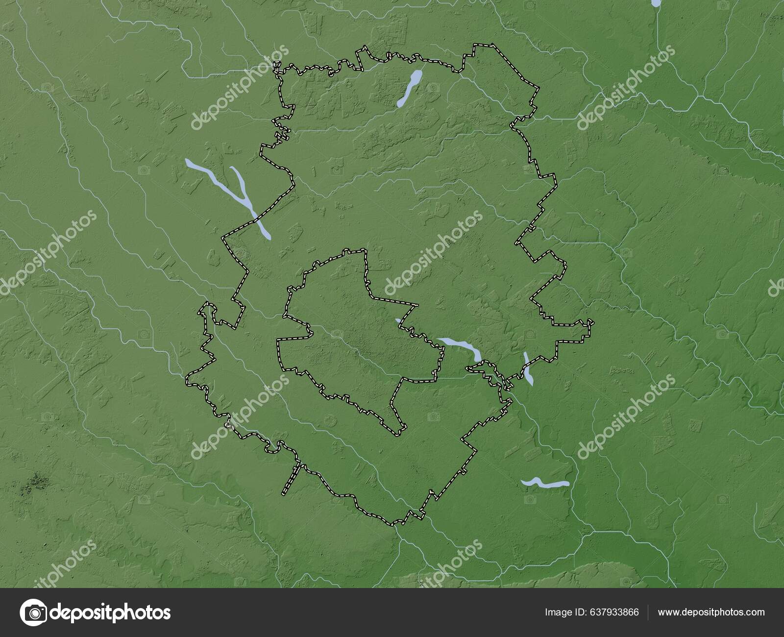 Ilfov County Romania Elevation Map Colored Wiki Style Lakes Rivers ...