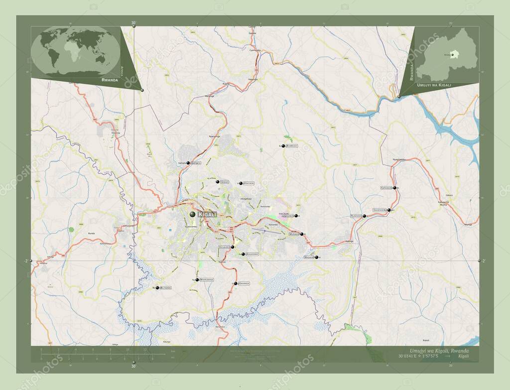 Umujyi wa Kigali, province of Rwanda. Open Street Map. Locations and ...