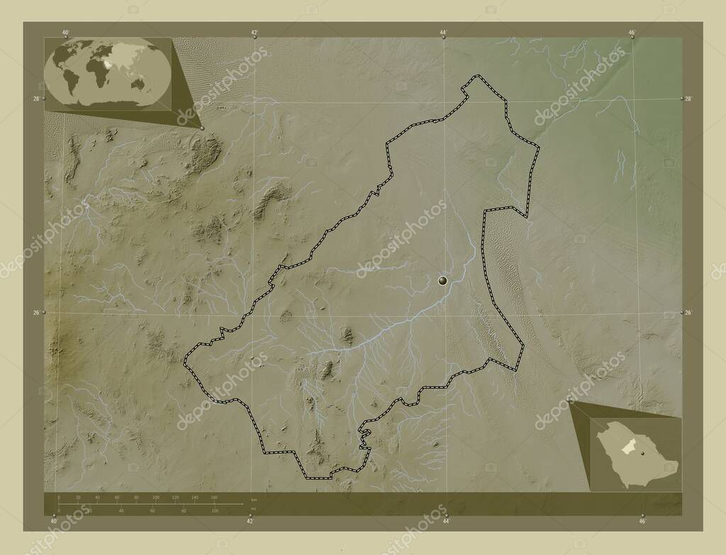 Al Qasim, region of Saudi Arabia. Elevation map colored in wiki style ...