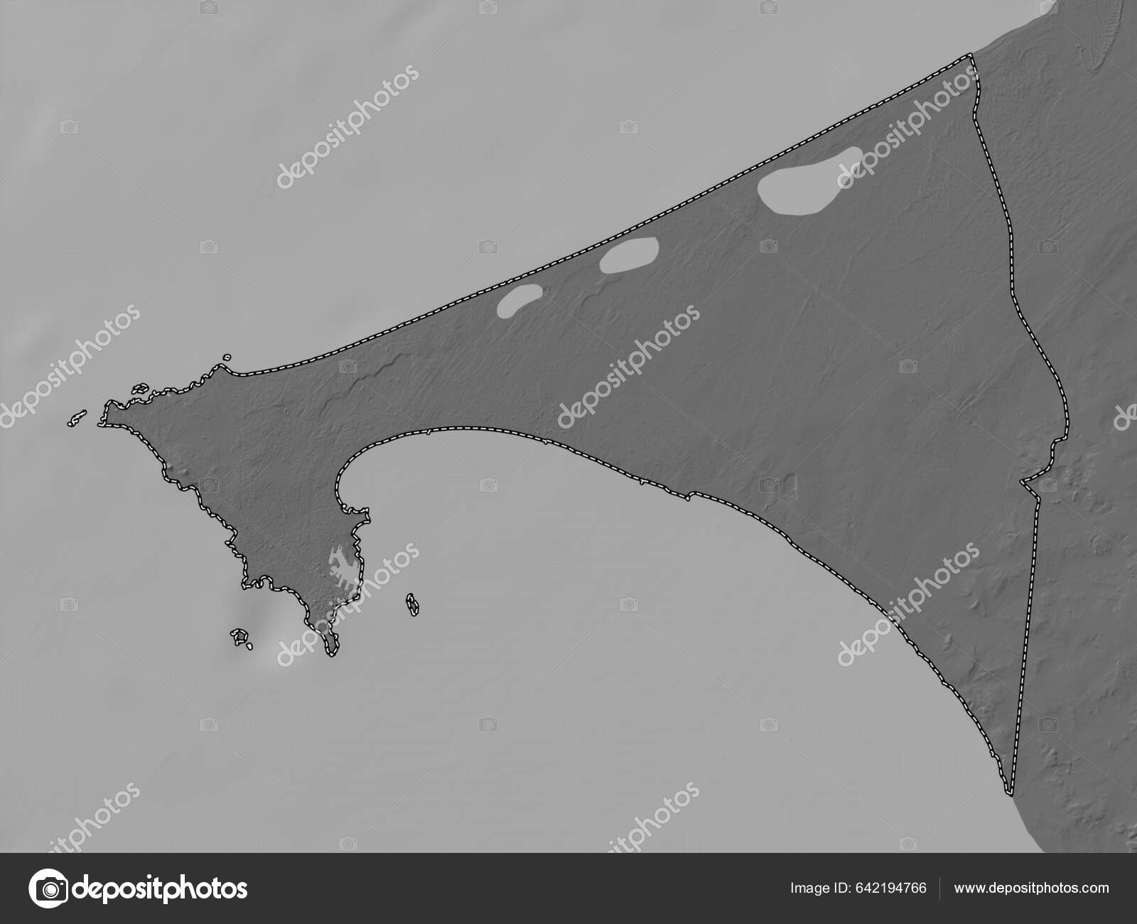 Dakar Region Senegal Bilevel Elevation Map Lakes Rivers — Stock Photo ...
