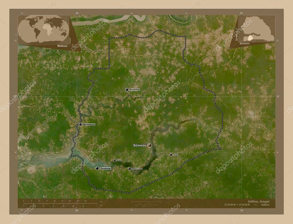 Sedhiou, región de Senegal. Mapa satelital de baja resolución ...
