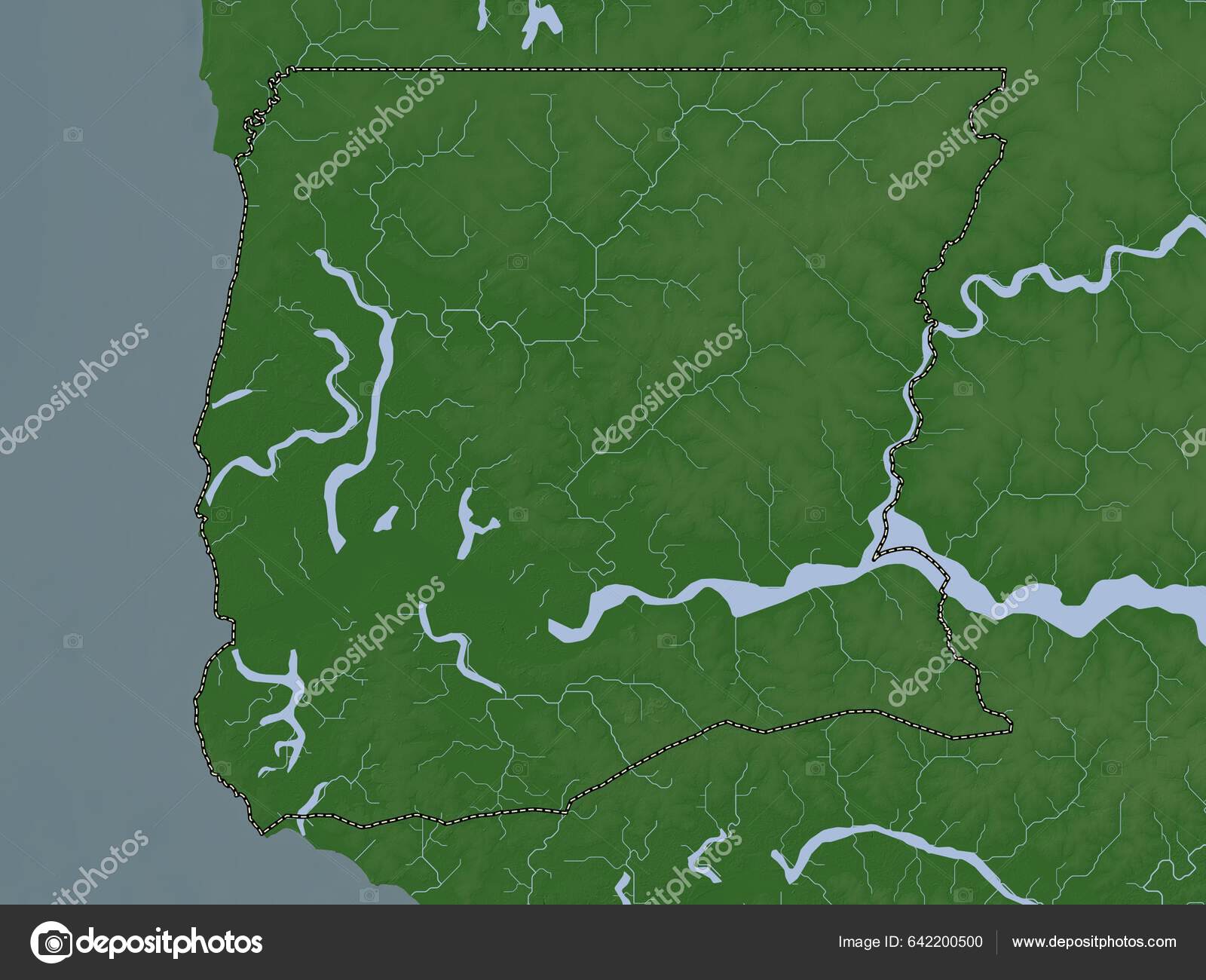 Ziguinchor Region Senegal Elevation Map Colored Wiki Style Lakes Rivers ...