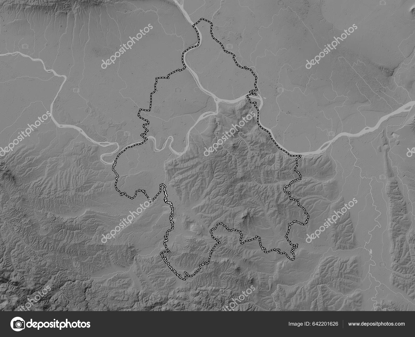 Grad Beograd City Serbia Grayscale Elevation Map Lakes Rivers — Stock ...