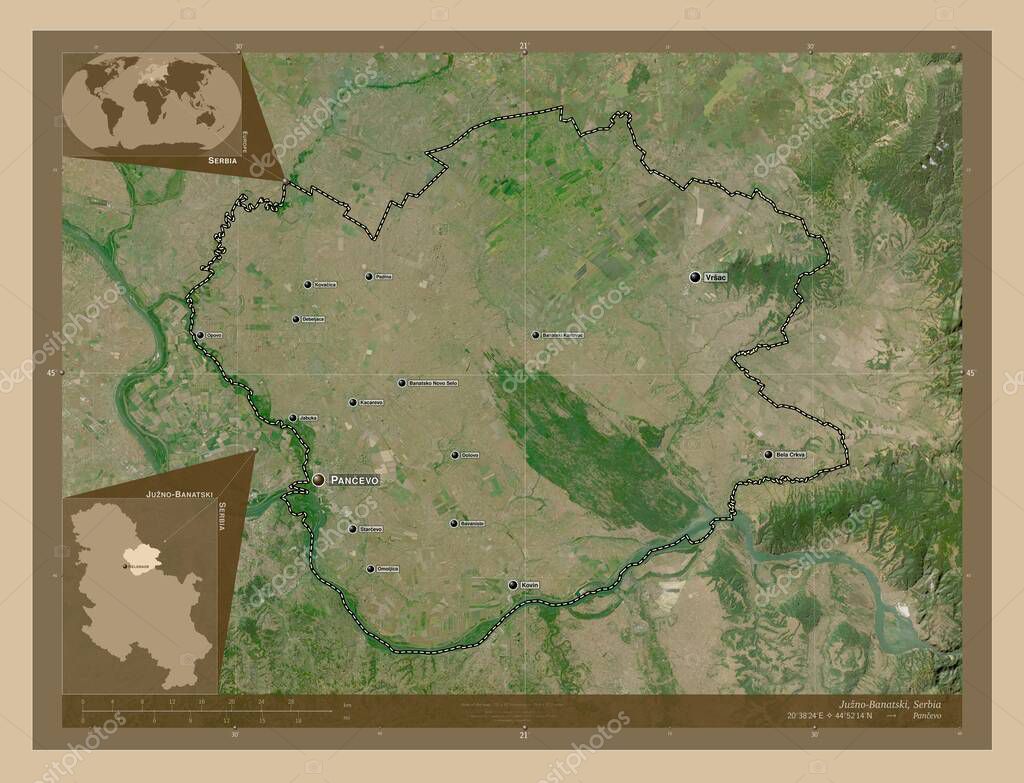 Juzno-Banatski, distrito de Serbia. Mapa satelital de baja resolución ...