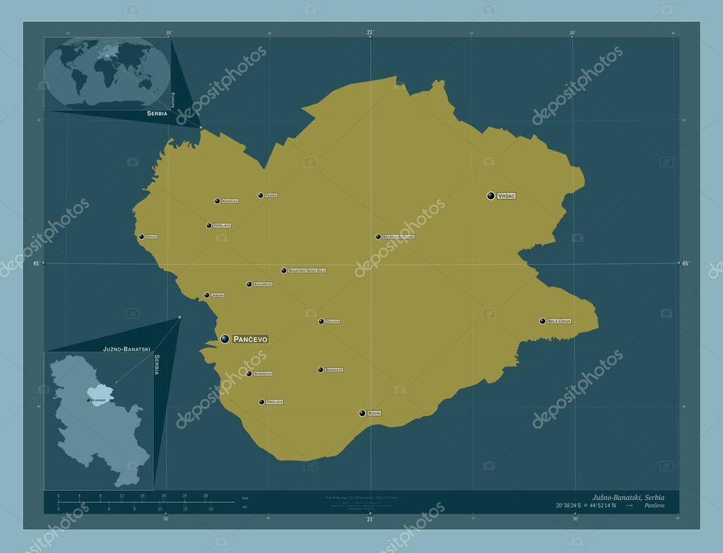 Juzno-Banatski, distrito de Serbia. Forma de color sólido. Ubicaciones ...