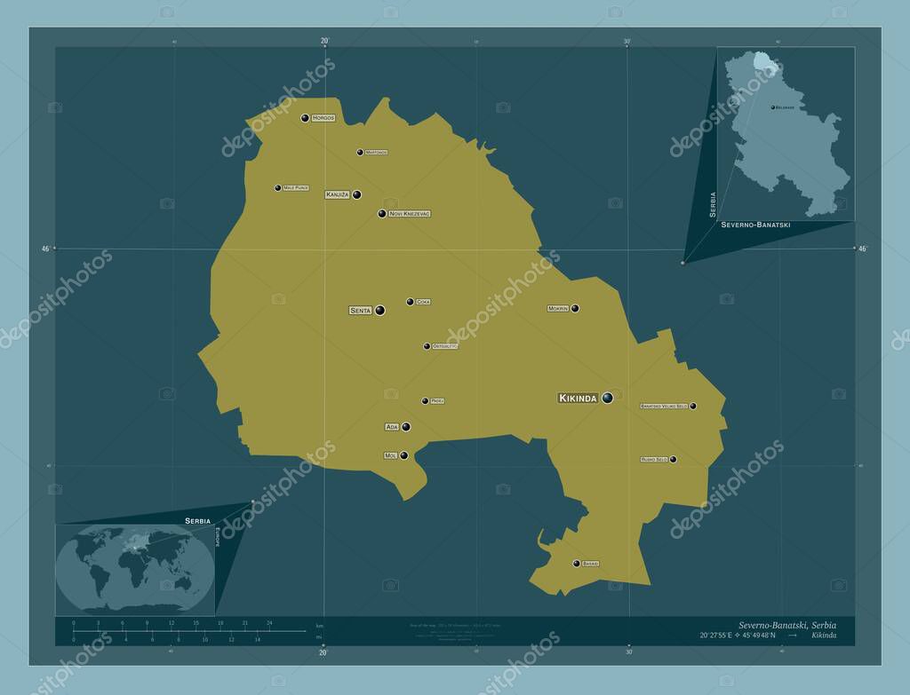 Severno-Banatski, distrito de Serbia. Forma de color sólido ...