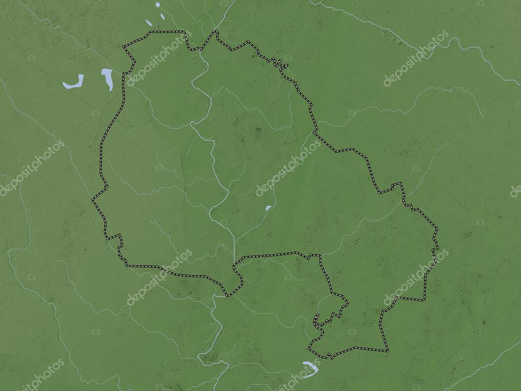 Severno-Banatski, distrito de Serbia. Mapa de elevación coloreado en ...