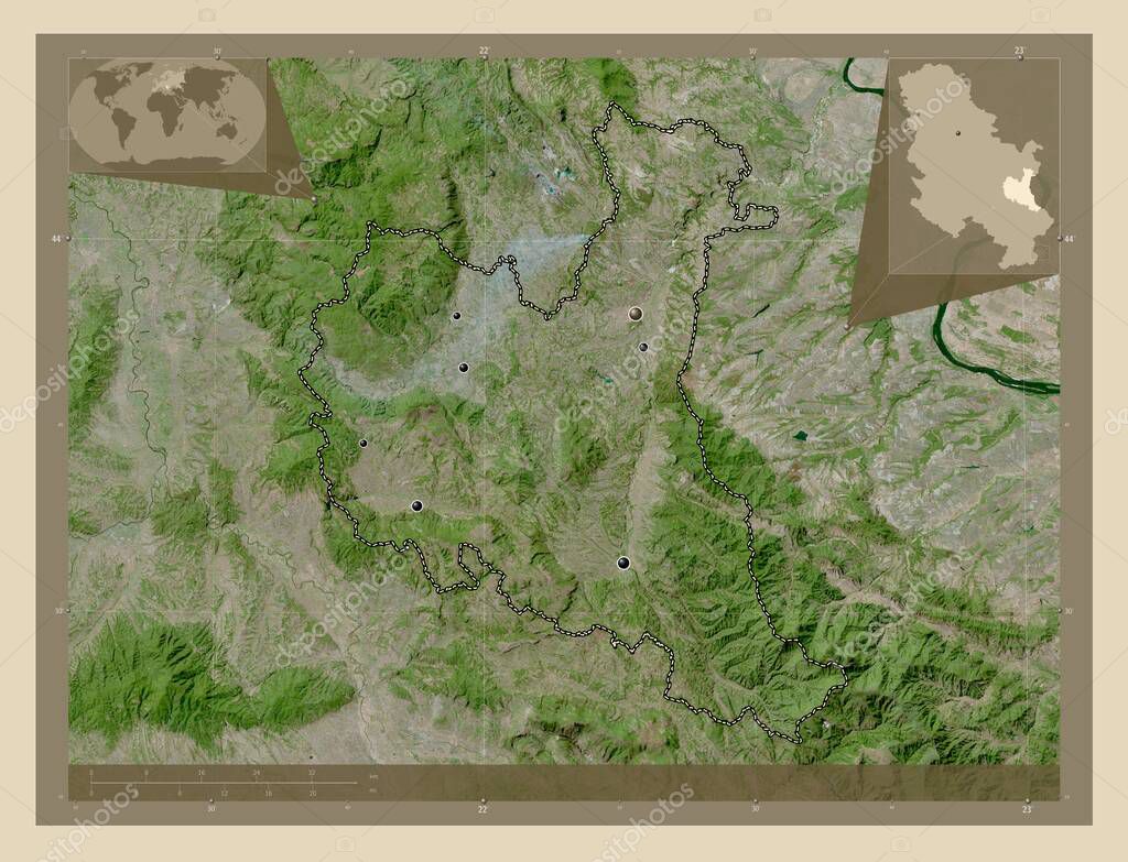 Zajecarski, district of Serbia. High resolution satellite map ...