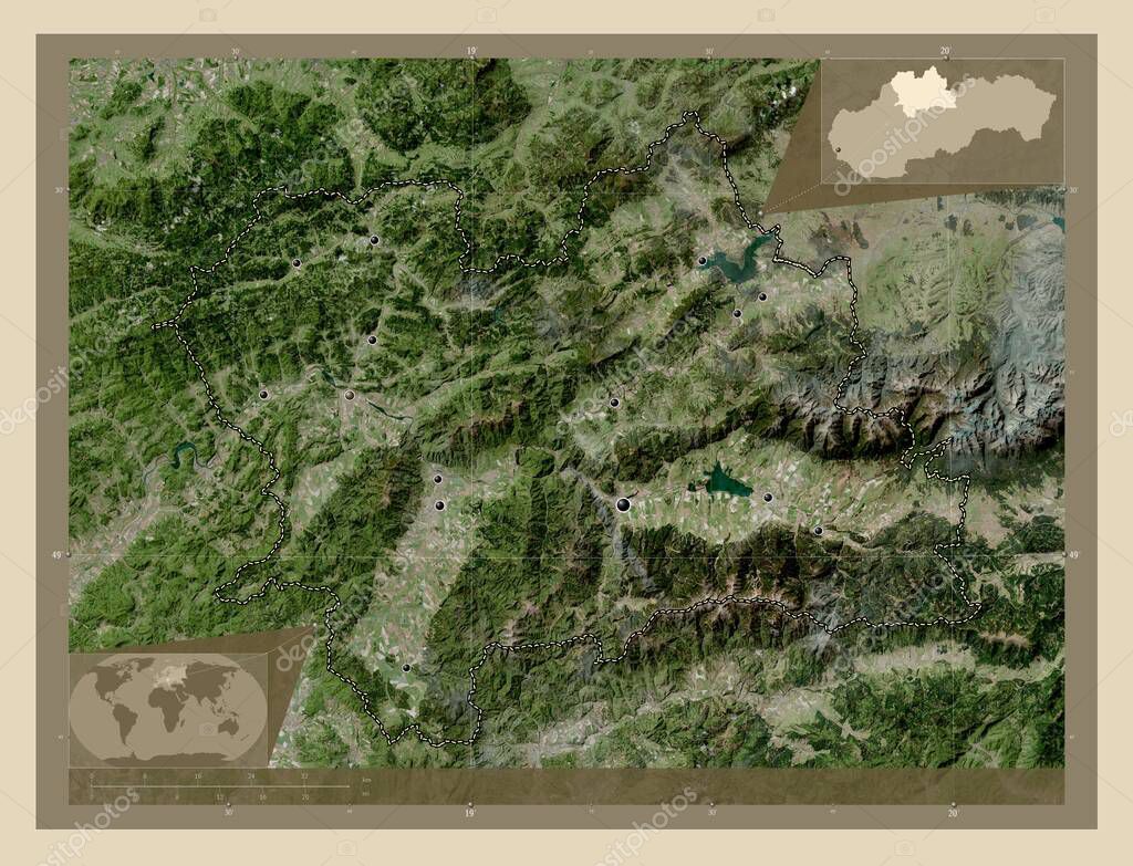 Zilinsky, región de Eslovaquia. Mapa satelital de alta resolución ...