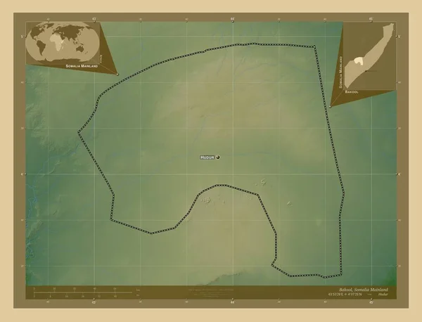 Bakool, region of Somalia Mainland. Colored elevation map with lakes ...