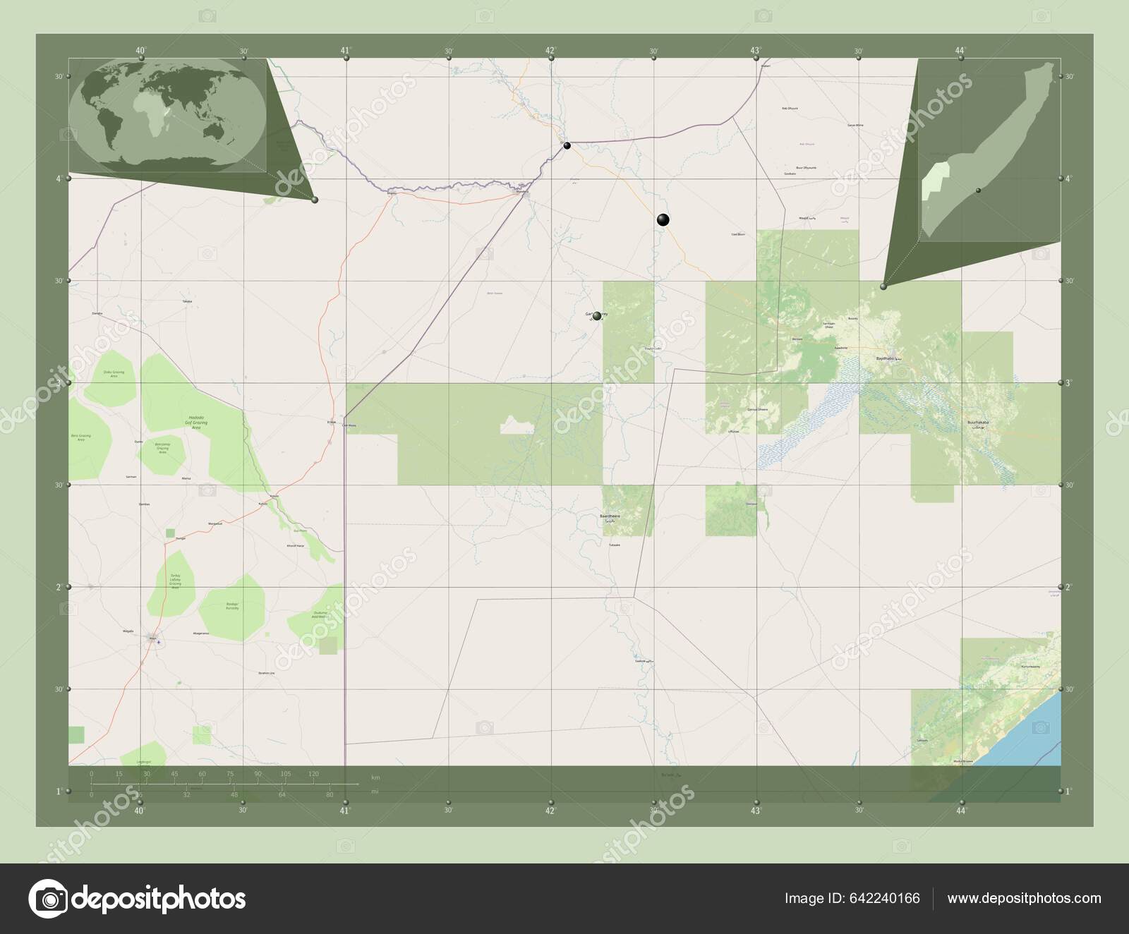 Gedo Region Somalia Mainland Open Street Map Locations Major Cities ...
