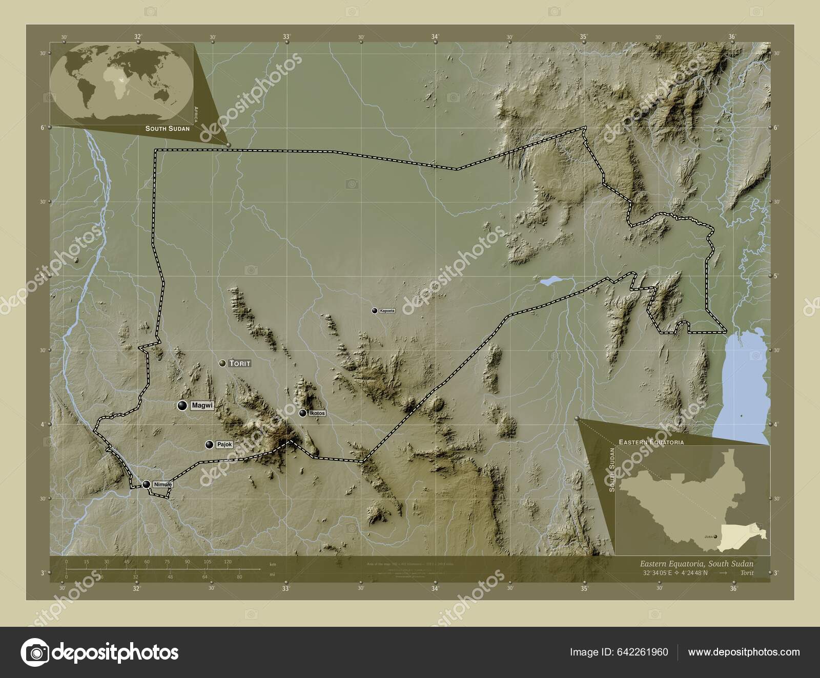 Eastern Equatoria State South Sudan Elevation Map Colored Wiki Style ...
