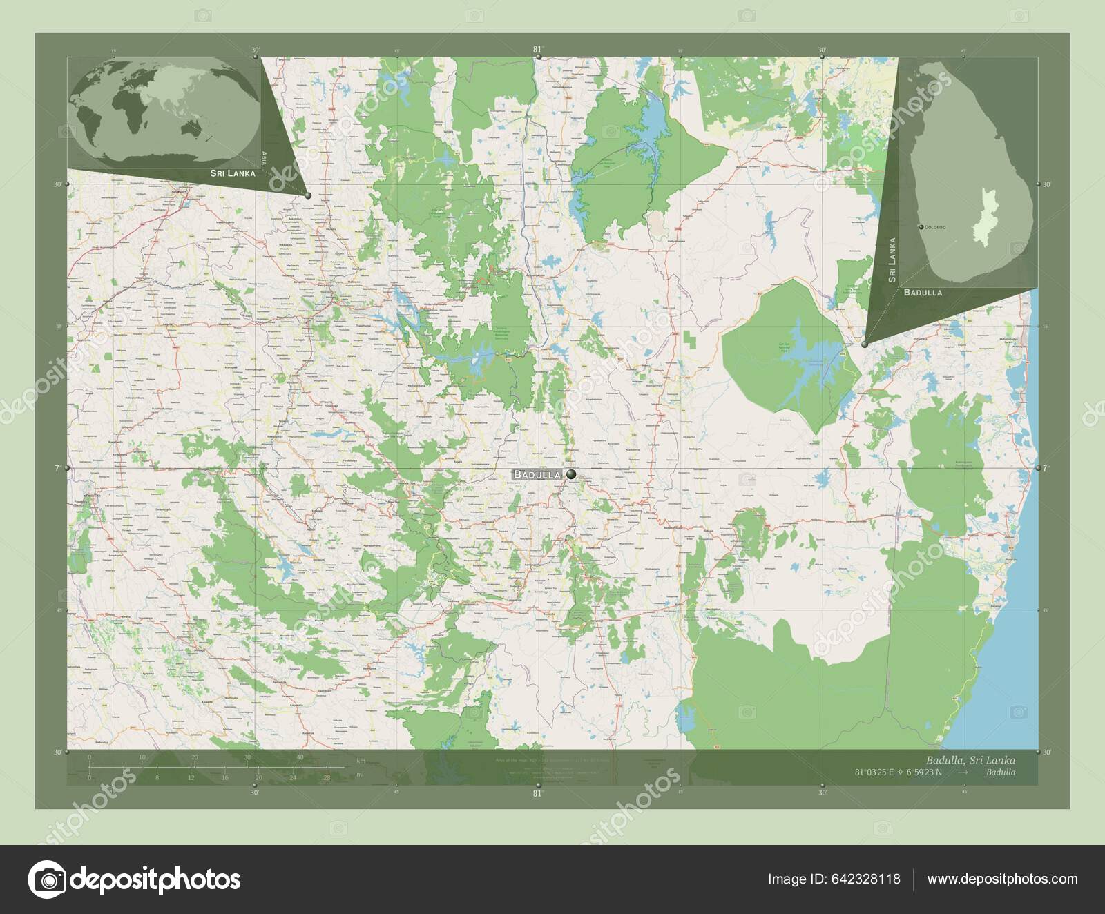 Badulla District Sri Lanka Open Street Map Locations Names Major Stock ...