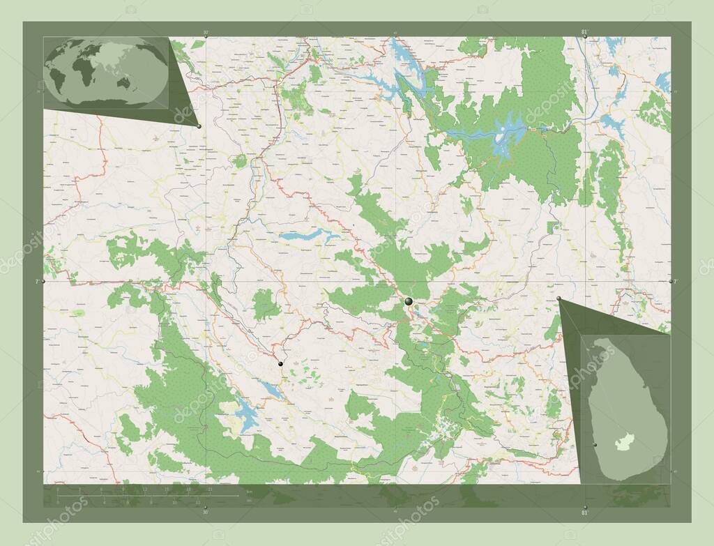 Nuwara Eliya, district of Sri Lanka. Open Street Map. Locations of ...