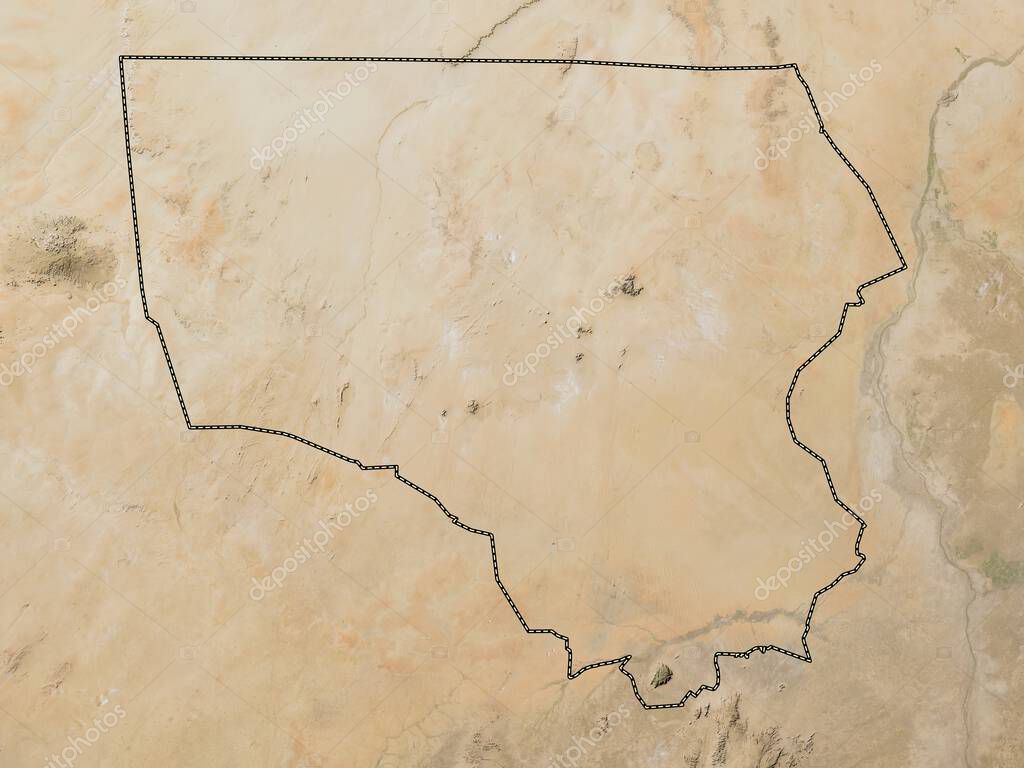 North Kurdufan, state of Sudan. Low resolution satellite map 2023