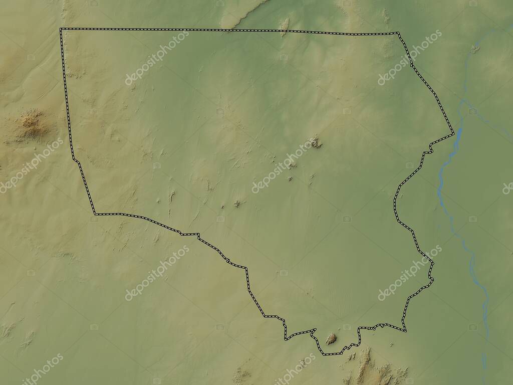 Kurdufan del Norte, estado de Sudán. Mapa de elevación de colores con ...