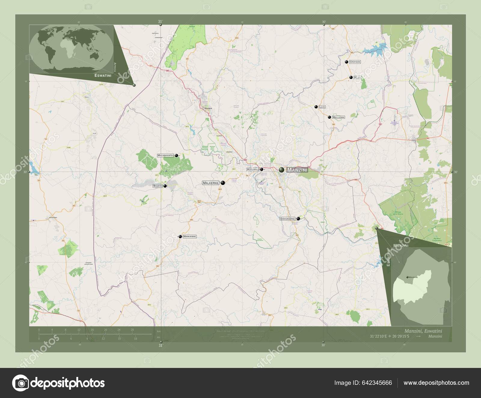 Manzini Distrito Eswatini Open Street Map Ubicaciones Nombres Las ...