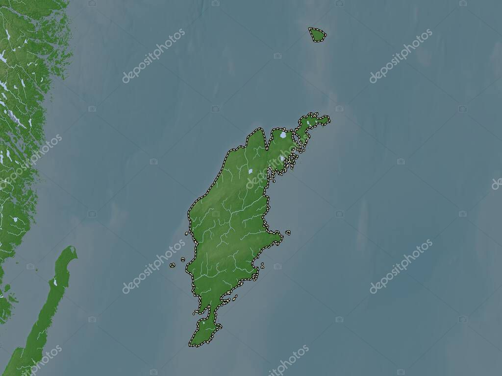Gotland, county of Sweden. Elevation map colored in wiki style with ...