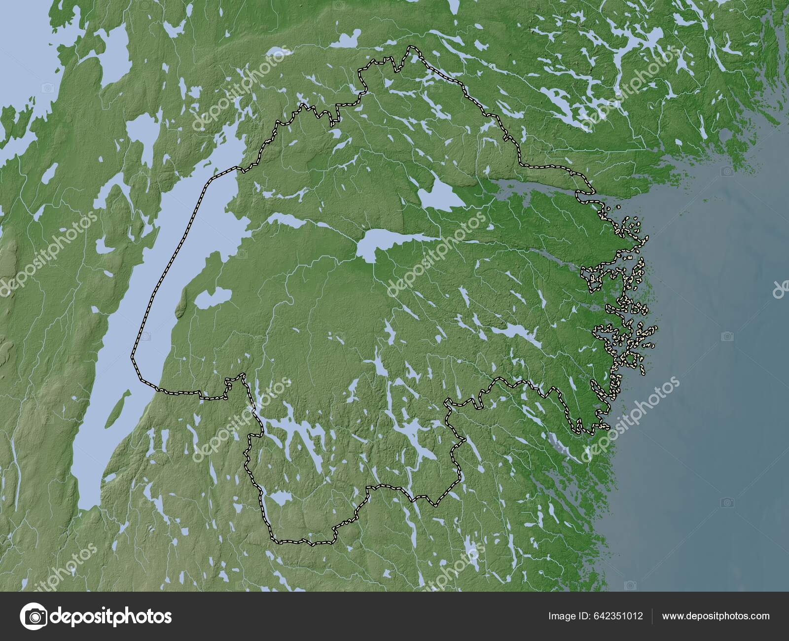 Ostergotland County Sweden Elevation Map Colored Wiki Style Lakes ...